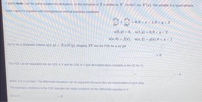 Solved (1 point) Note: Use the prime notation for | Chegg.com