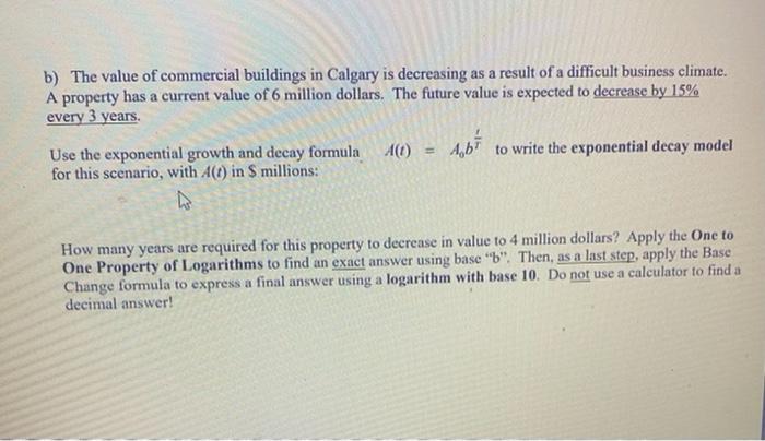 Solved 4. a) Consider the following exponential decay | Chegg.com