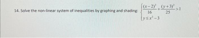 Solved 14. Solve the non-linear system of inequalities by | Chegg.com