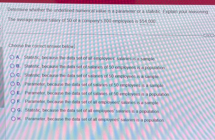 Solved Determine whether the underlined numerical value is a | Chegg.com