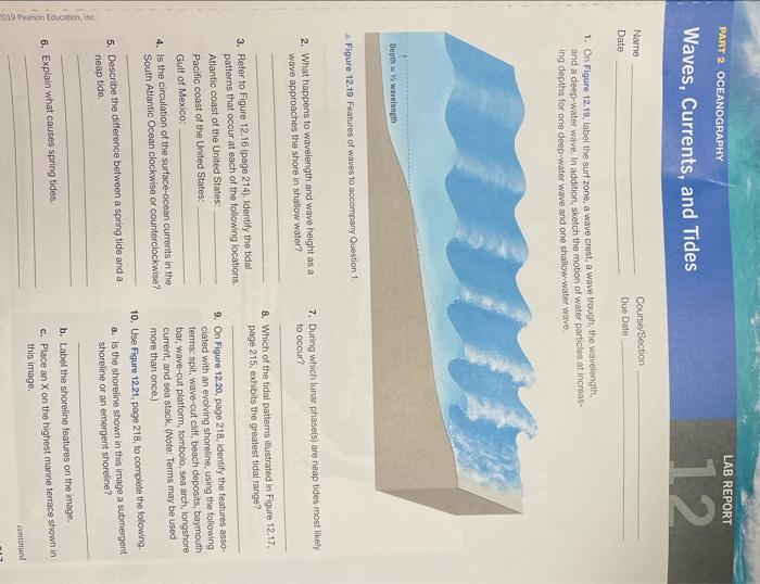 Solved 1. On Figure 12.19, label the surf zone, a wave | Chegg.com
