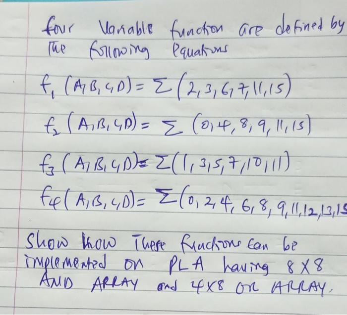 Solved four Variable function are defined by The following | Chegg.com