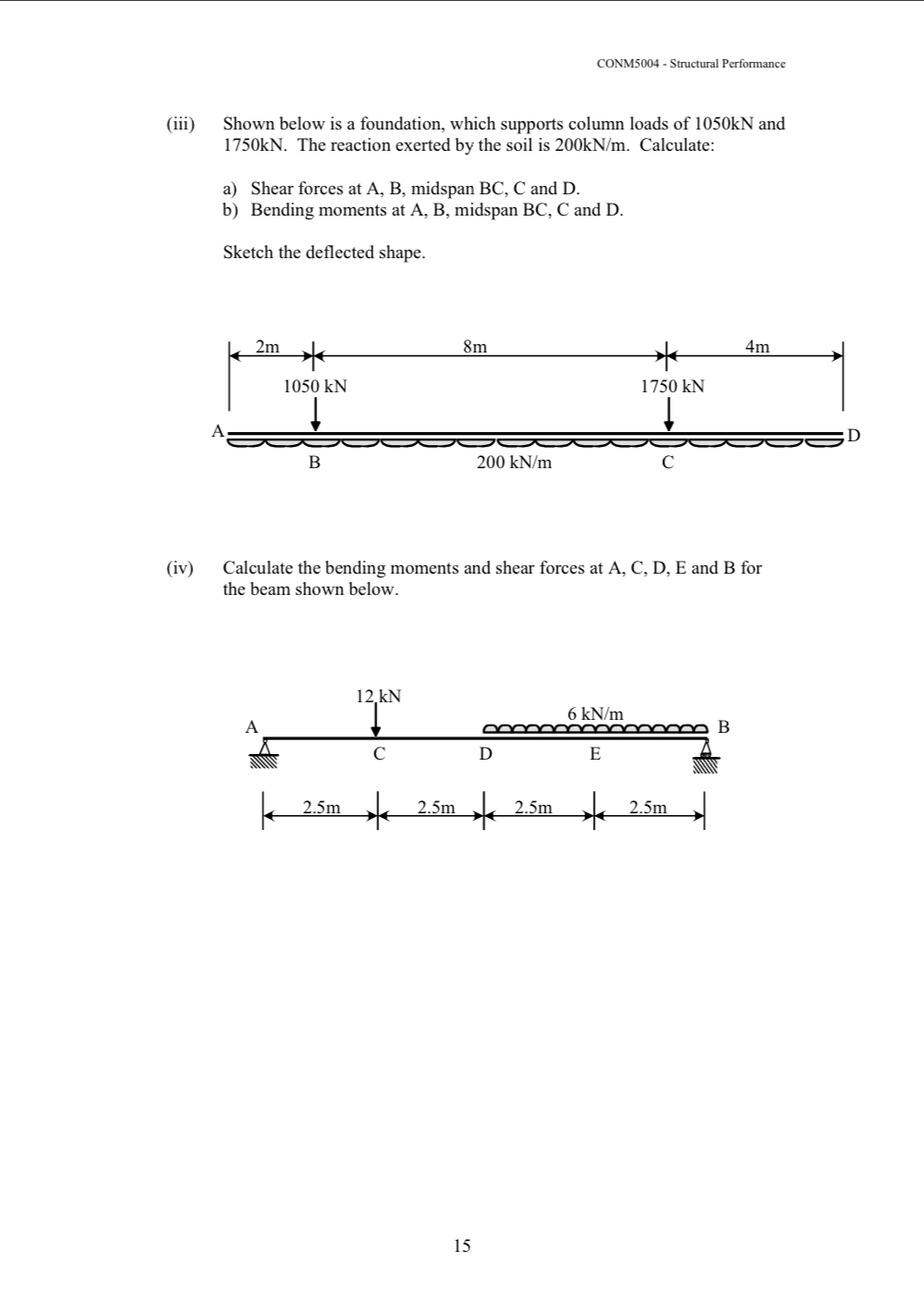 Solved CONM5004 - ﻿Structural Performance(iii) ﻿Shown below | Chegg.com