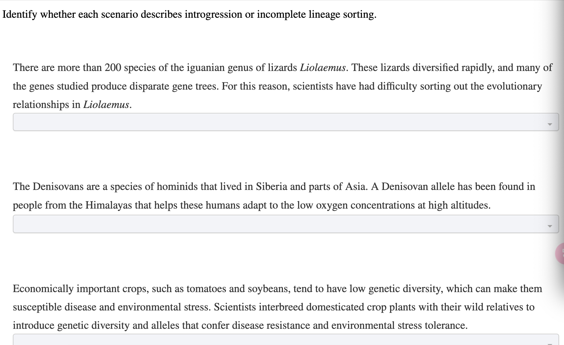 Solved Identify whether each scenario describes | Chegg.com
