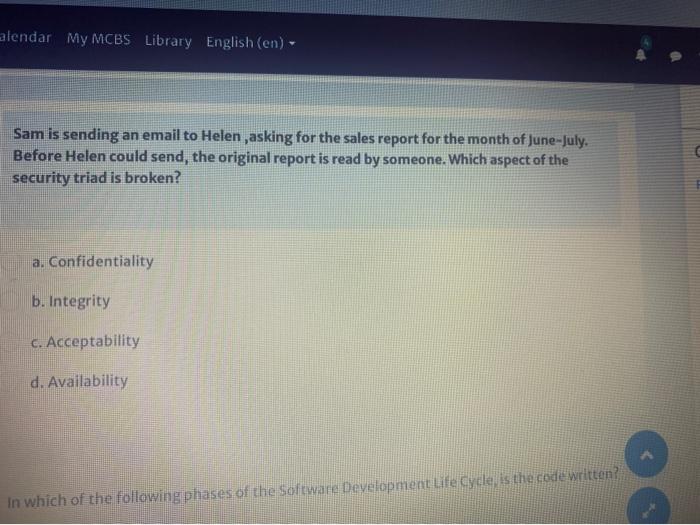 Solved alendar My MCBS Library English (en) Sam is sending | Chegg.com