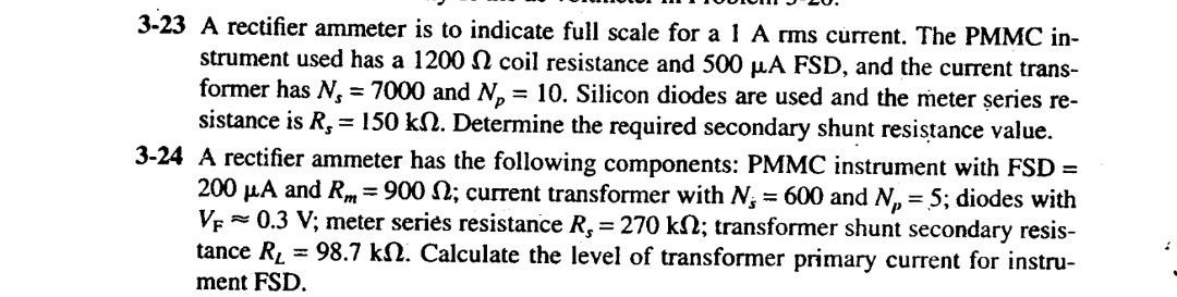 Solved 3-23 ﻿A rectifier ammeter is to indicate full scale | Chegg.com