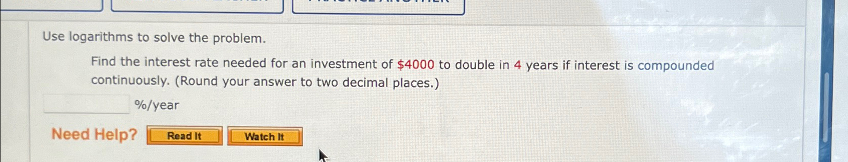 Solved Use logarithms to solve the problem.Find the interest | Chegg.com