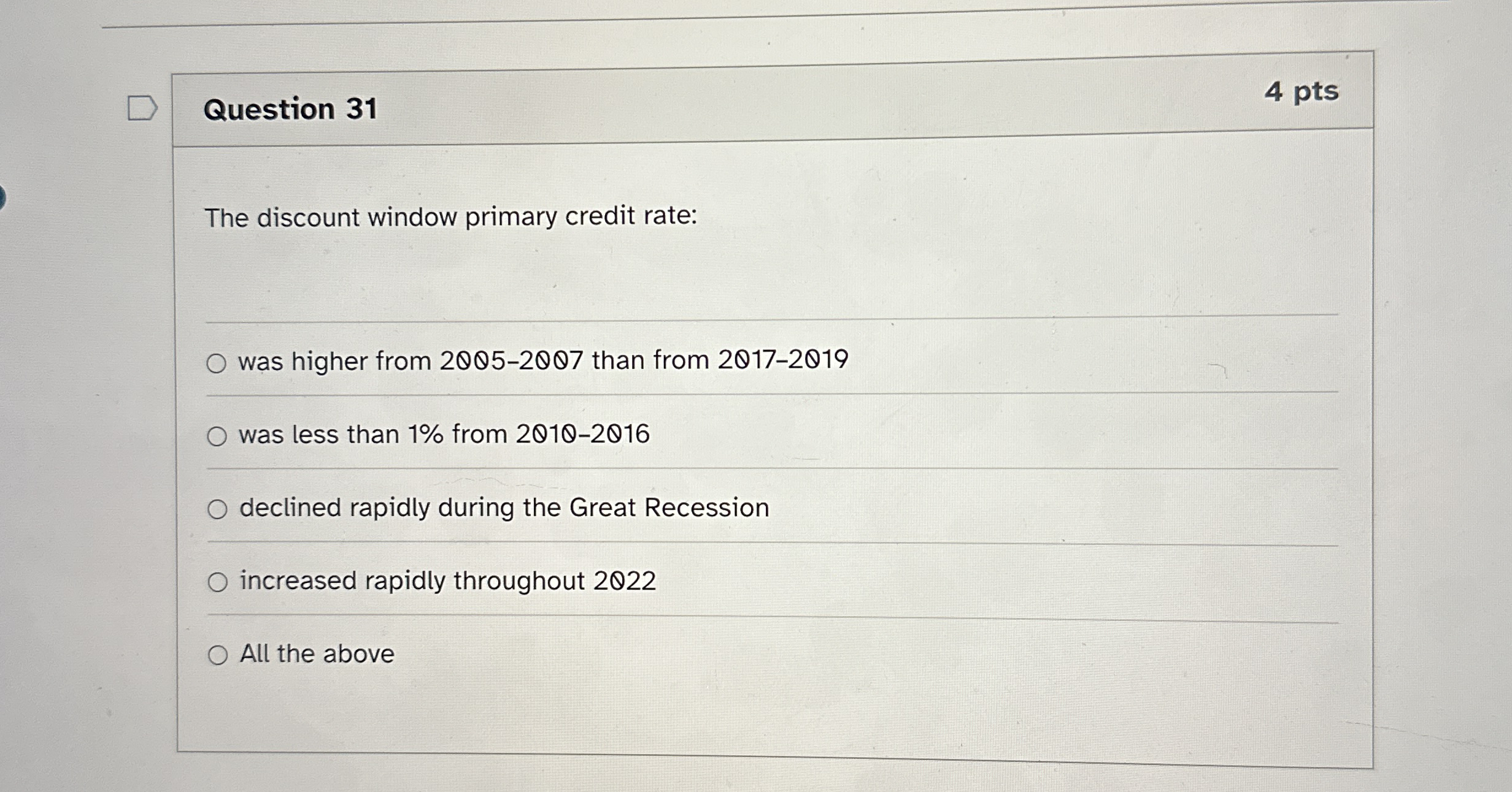 Solved Question 314 ﻿ptsThe discount window primary credit | Chegg.com