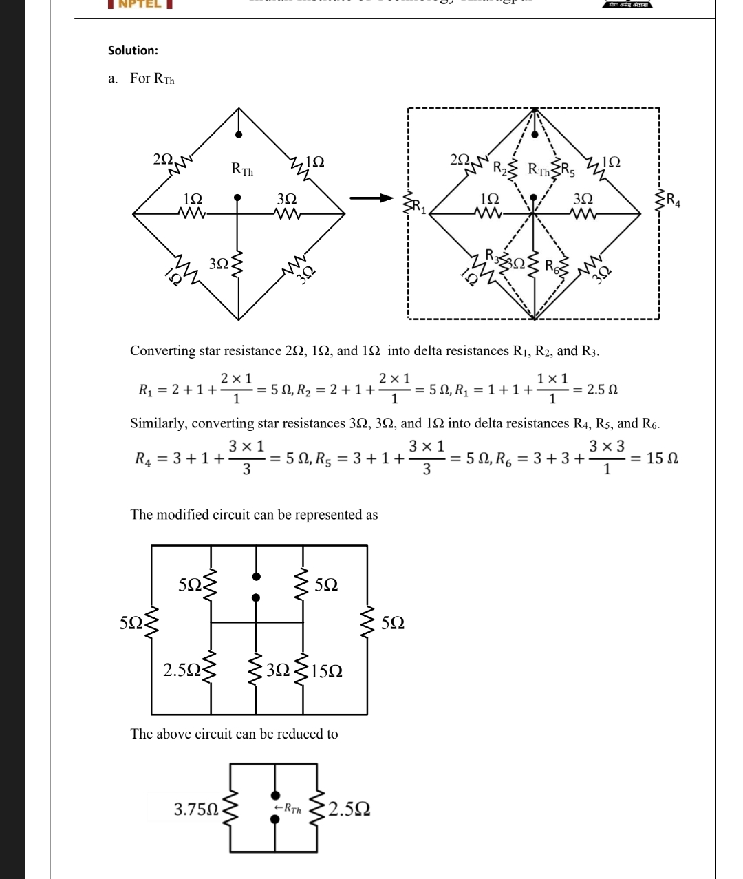Solved Solution:a. ﻿For RThConverting star resistance 2Ω,1Ω, | Chegg.com