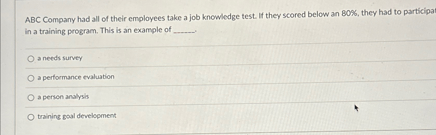 Solved ABC Company had all of their employees take a job | Chegg.com