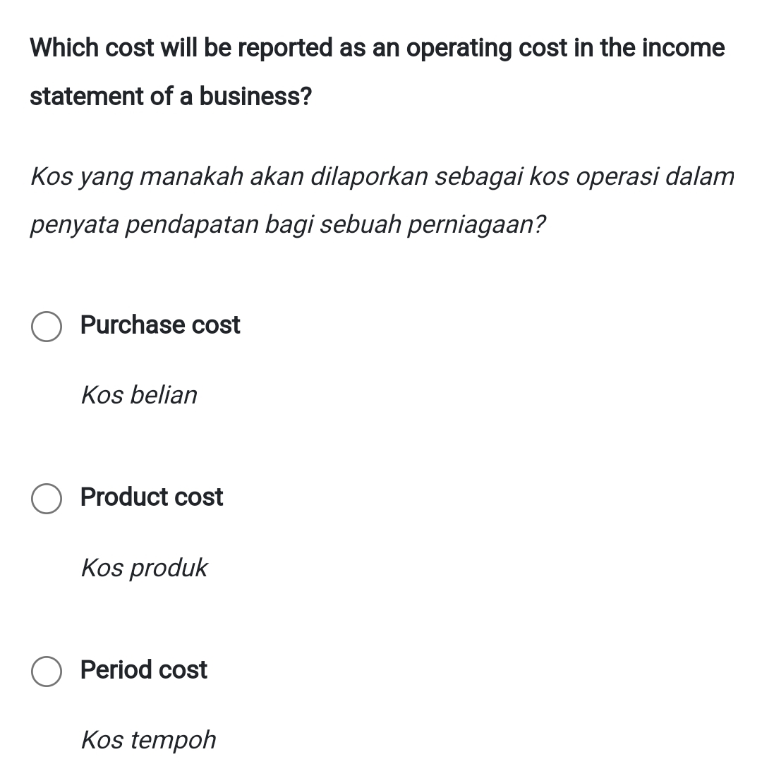 Solved Which cost will be reported as an operating cost in | Chegg.com