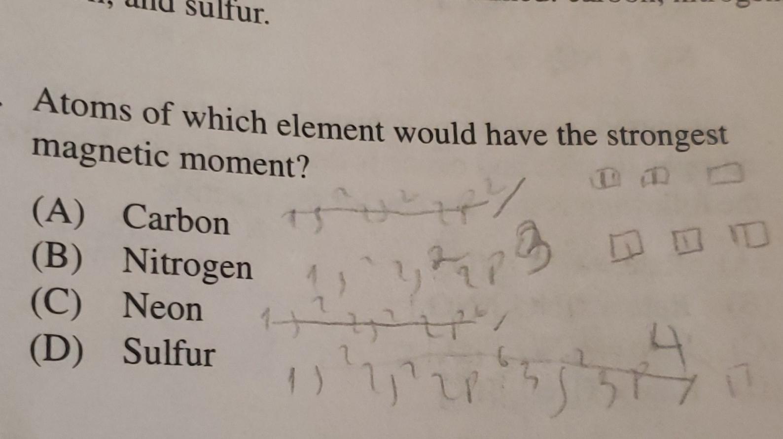 Solved Atoms of which element would have the strongest | Chegg.com