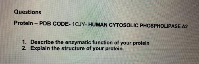 Solved Questions Protein - PDB CODE-1CJY-HUMAN CYTOSOLIC | Chegg.com