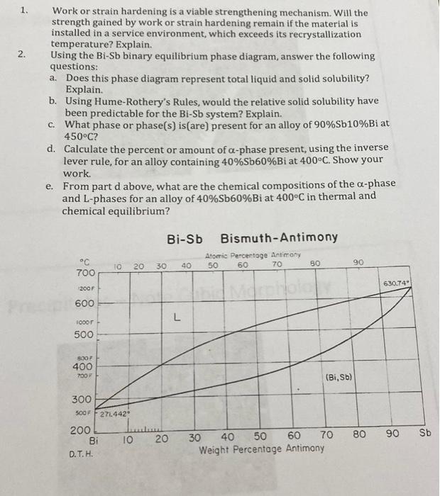 Solved 1. Work or strain hardening is a viable strengthening | Chegg.com