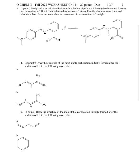Solved O CHEM II Fall 2022 WORKSHEET Ch 1420 points Due | Chegg.com