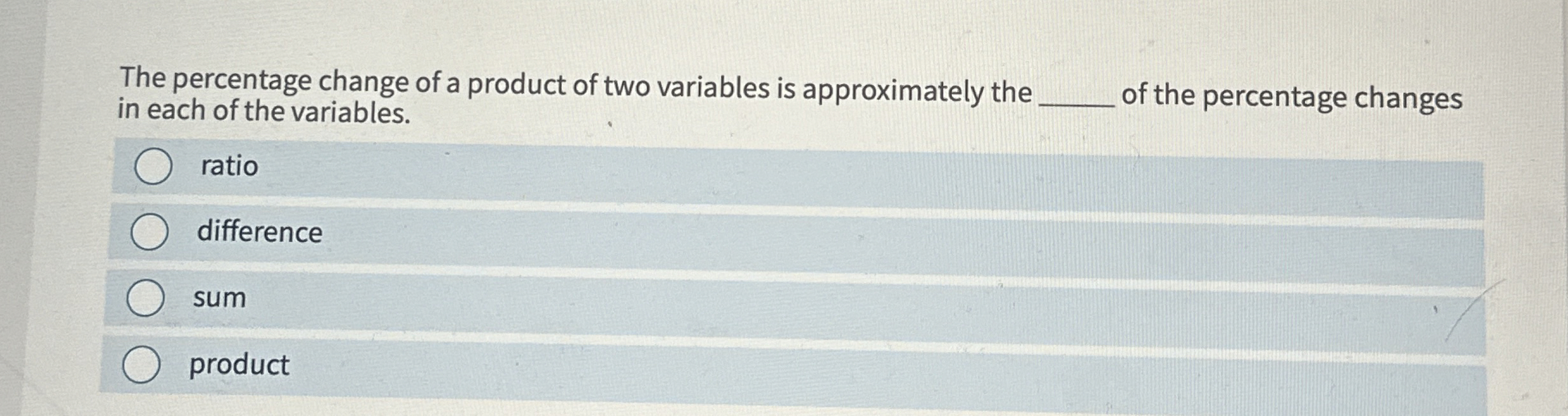 Solved The percentage change of a product of two variables | Chegg.com