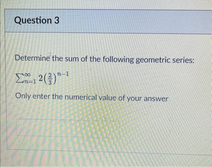Solved Determine the sum of the following geometric series: | Chegg.com