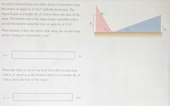 Solved An Object Released From Rest Slides Down A 