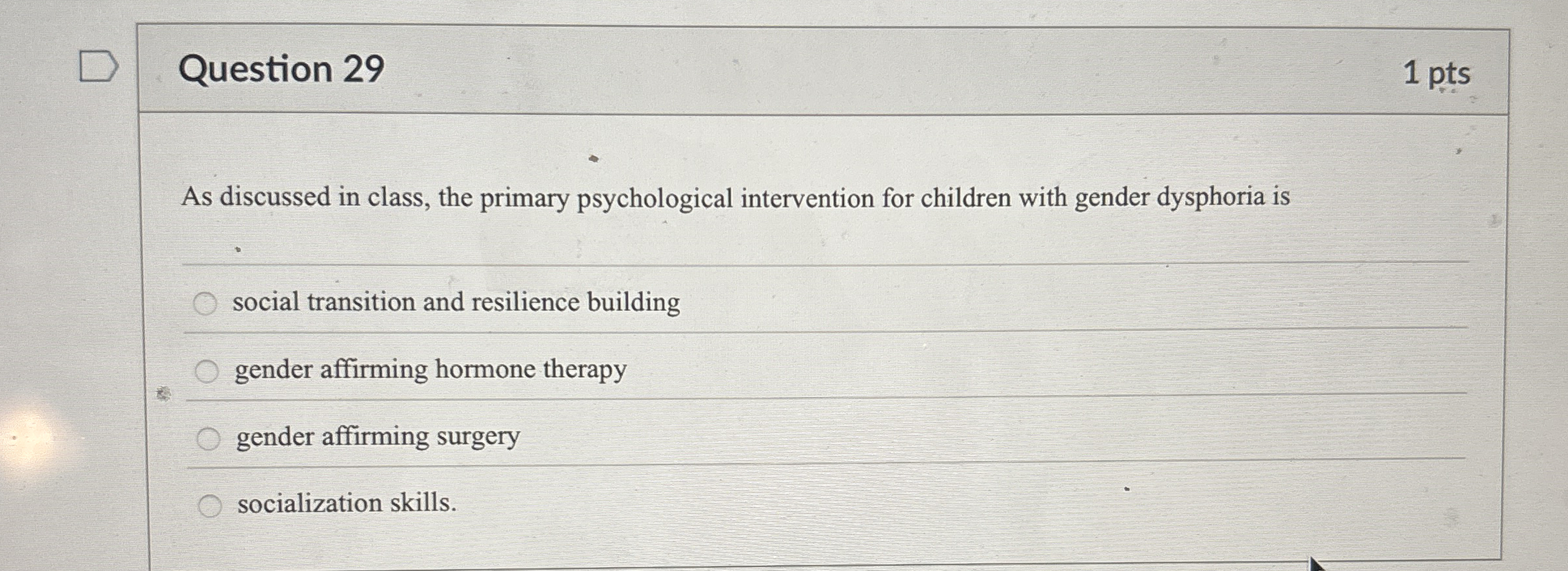 Solved Question 291 ﻿ptsAs discussed in class, the primary | Chegg.com