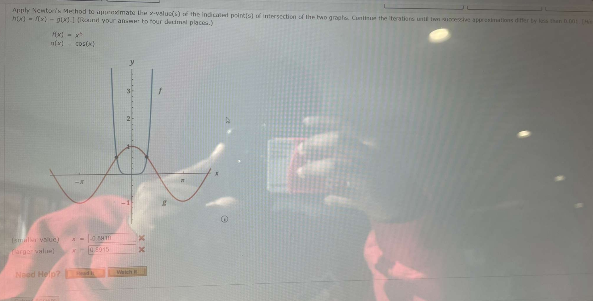Solved Apply Newton's Method to approximate the x-value(s) | Chegg.com