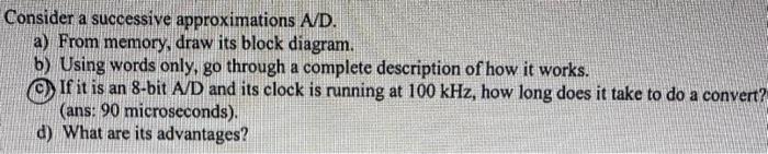 Solved Consider a successive approximations AVD. a) From | Chegg.com