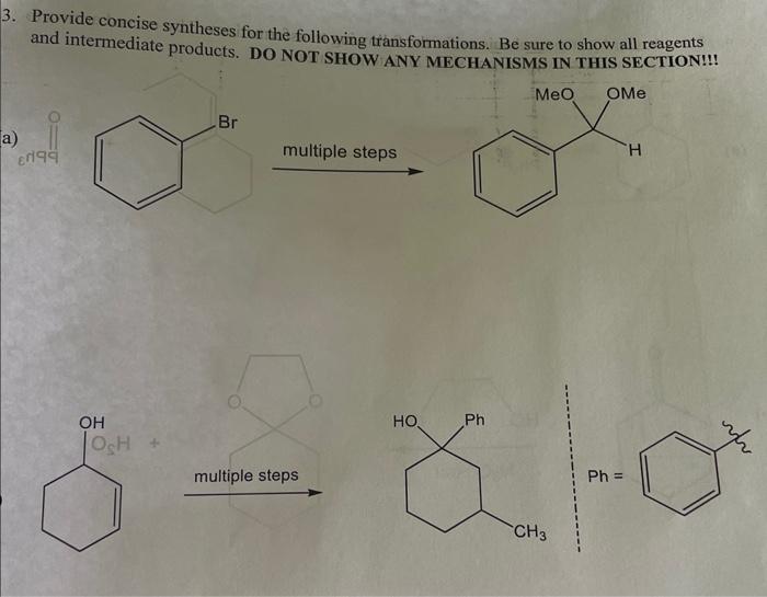 Solved Provide concise syntheses for the following | Chegg.com