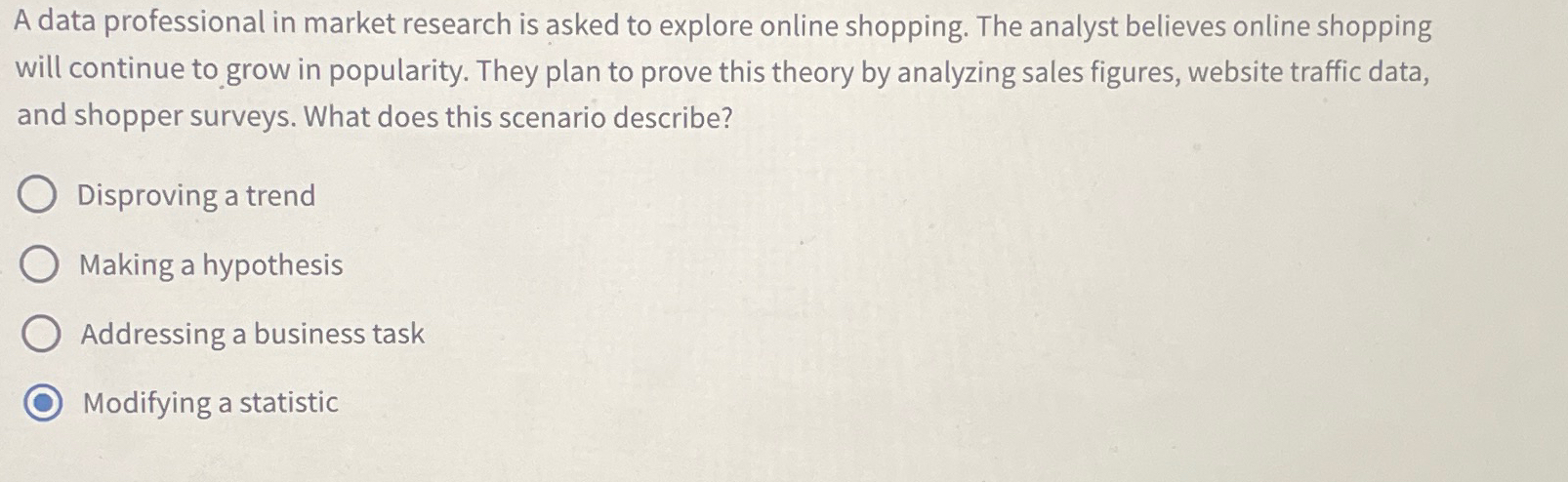 Solved A data professional in market research is asked to | Chegg.com