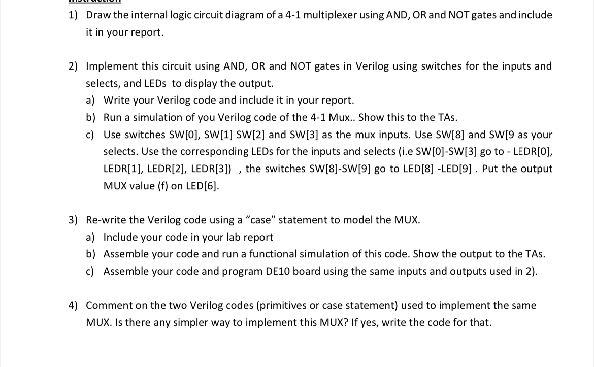 Draw the internal logic circuit diagram of a 4-1 | Chegg.com