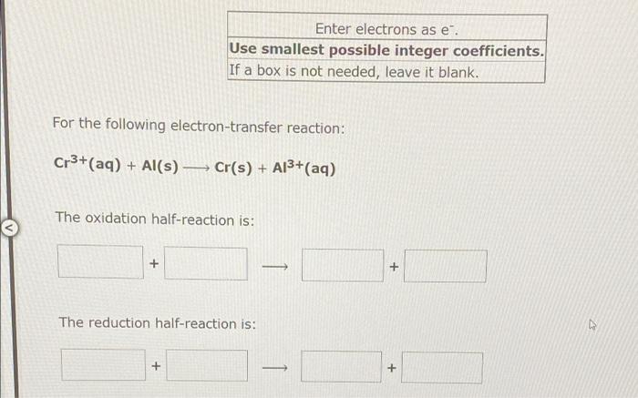 Solved Enter electrons as e". Use smallest possible integer | Chegg.com