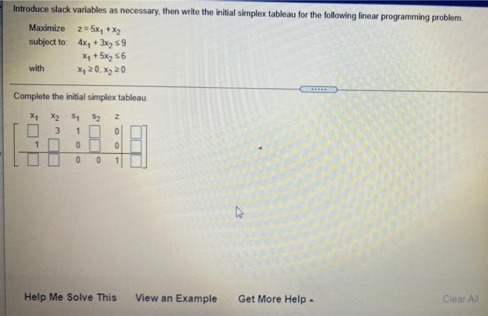 Solved Introduce slack variables as necessary, then write | Chegg.com