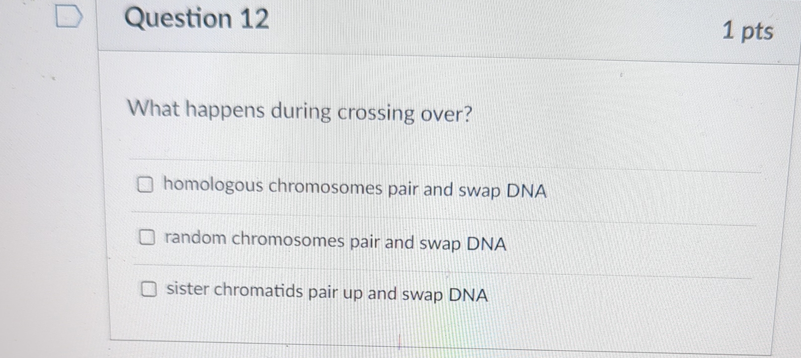 Solved Question 121 ﻿ptsWhat happens during crossing | Chegg.com