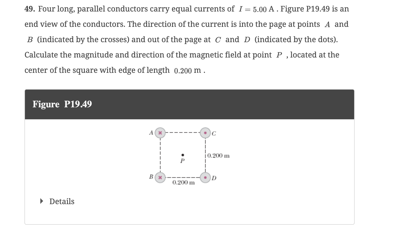 Solved Four long, parallel conductors carry equal currents | Chegg.com