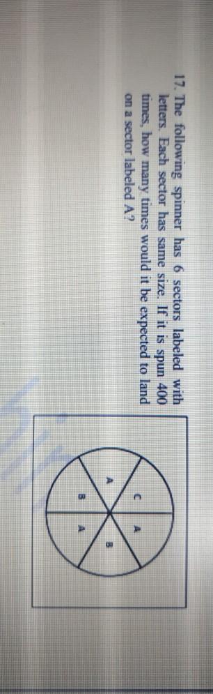 Solved 17. The following spinner has 6 sectors labeled with | Chegg.com