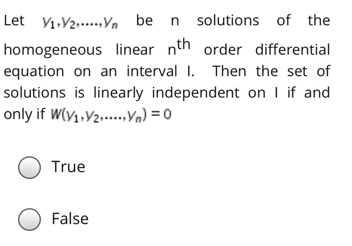 Solved Let V1.V2.....,Vn ben solutions of the homogeneous | Chegg.com