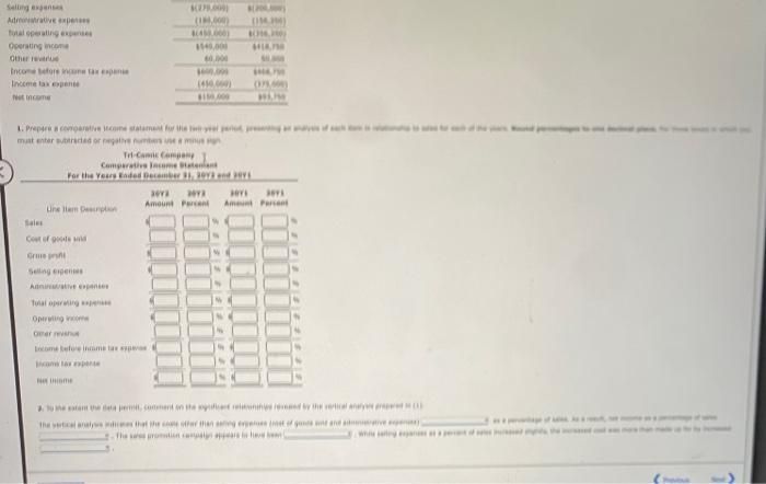 Solved condensed comparative income statement: 1. Prepare a | Chegg.com