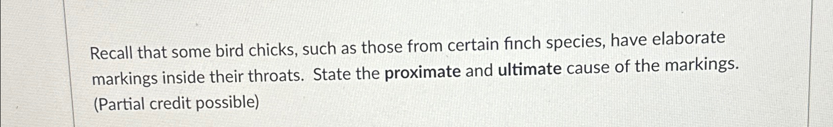 Solved Recall that some bird chicks, such as those from | Chegg.com