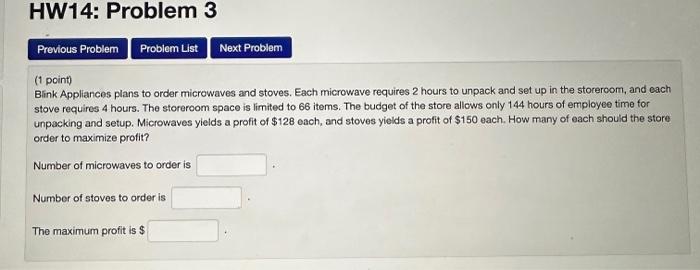 Solved HW14: Problem 3 Previous Problem Problem List Next | Chegg.com