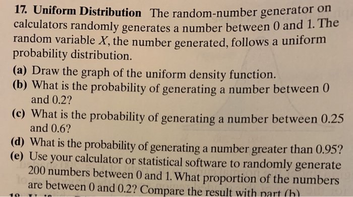 Solved 17. Uniform Distribution The random-number generator | Chegg.com