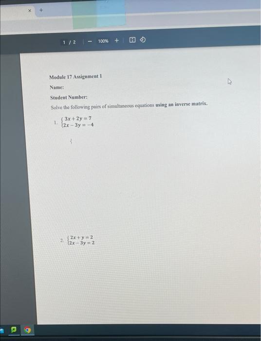 Solved Module 17 Assignment 1 Name: Student Number: Solve | Chegg.com
