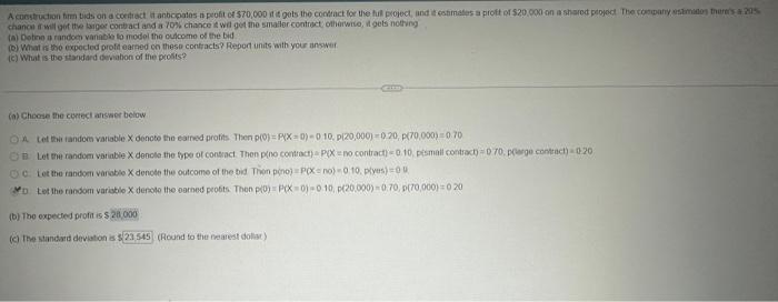 Solved (a) Detine a randoer vanable so modol the oulcome of | Chegg.com