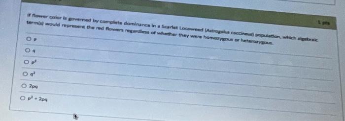 Solved flower color is verned by complete dominance in a | Chegg.com