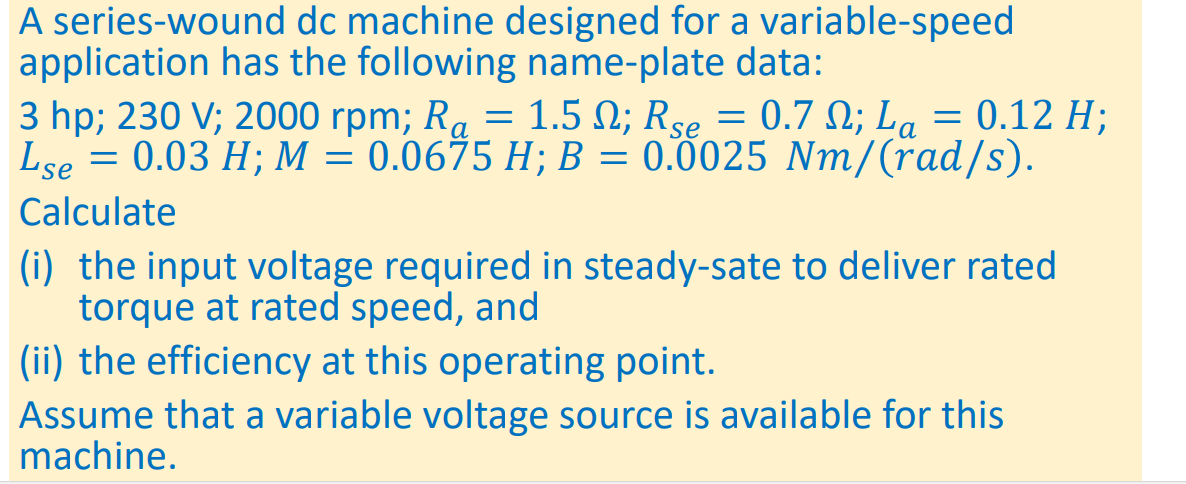 Solved A series-wound dc machine designed for a | Chegg.com