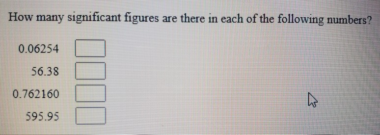 Solved How many significant figures are there in each of the | Chegg.com