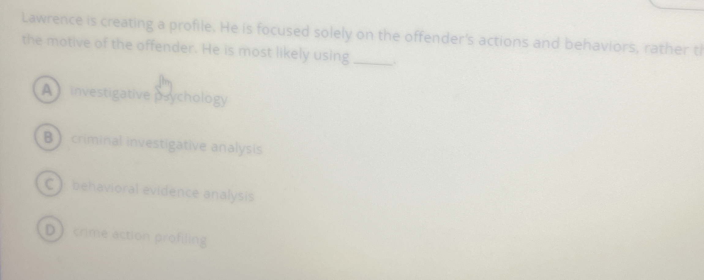 Solved Lawrence is creating a profile. He is focused solely | Chegg.com