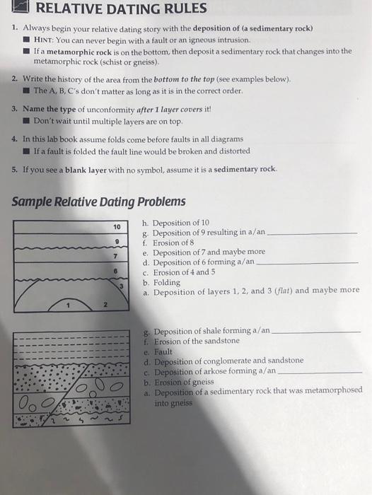 Solved RELATIVE DATING RULES 1. Always begin your relative | Chegg.com