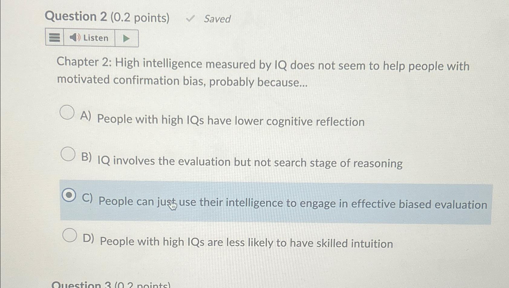 Solved Question 2 (0.2 ﻿points) ﻿SavedListenChapter 2: High | Chegg.com