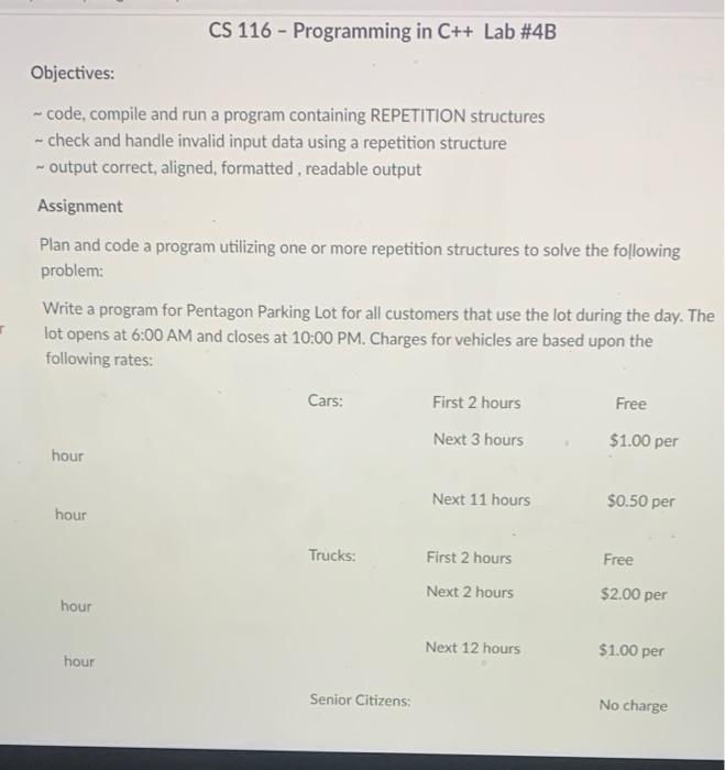 Solved CS 116 Programming in c++ Plan and code a program | Chegg.com
