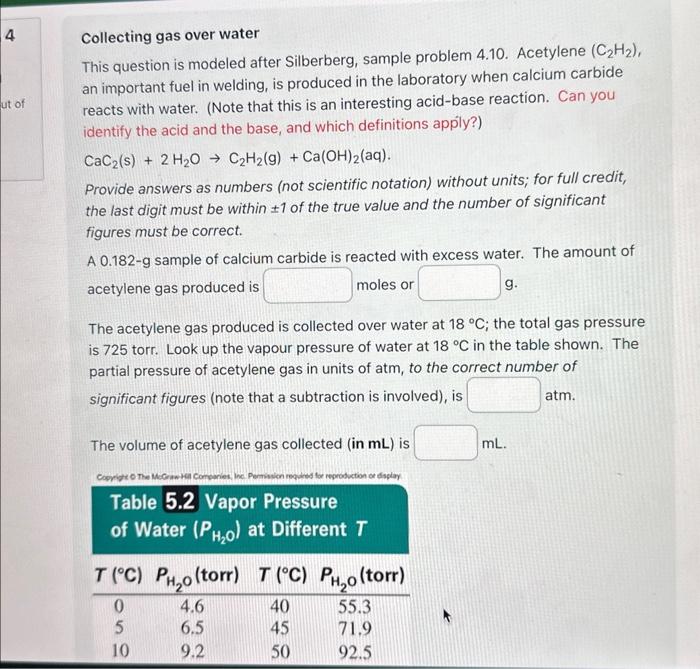Solved Collecting gas over water This question is modeled | Chegg.com