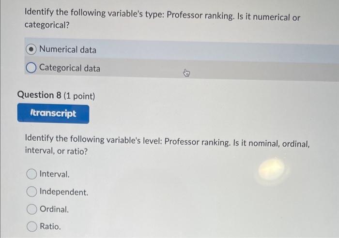 Solved Identify the following variable's type: Professor | Chegg.com