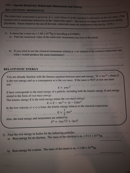 Solved Relativistic Momentum. Could you please answer these | Chegg.com